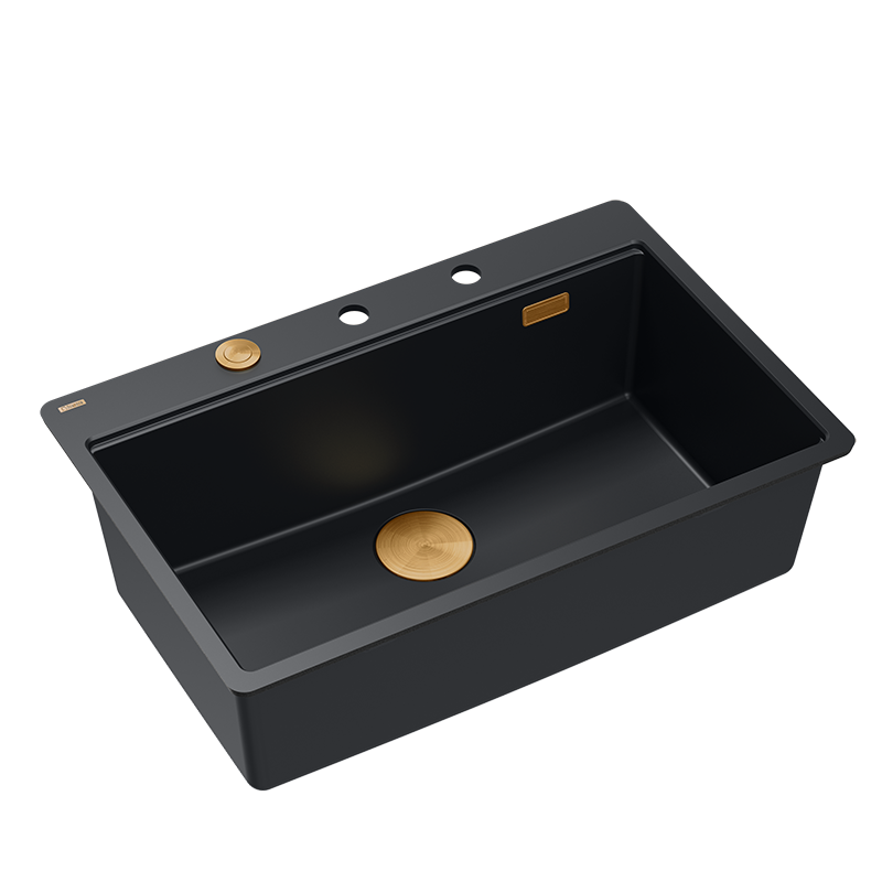 Zestaw zlewozmywak granitowy QUADRON MARC 110 FM czarny mat akcesoria ...